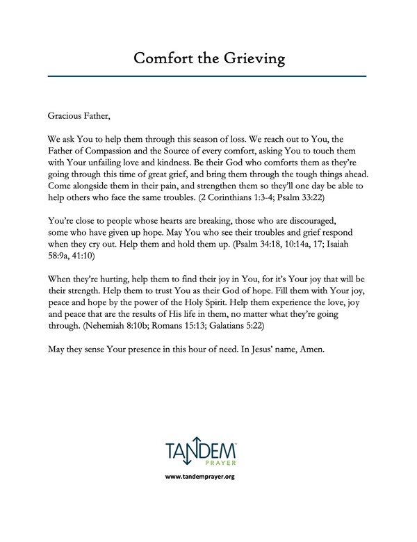 Comfort the Grieving - Tandem Prayer