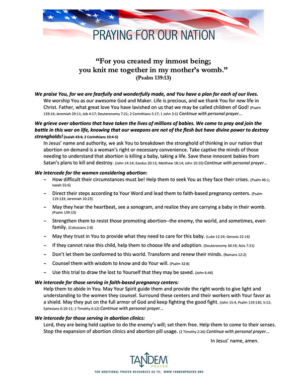 Pray for Our Nation, 1-27-25 - Tandem Prayer