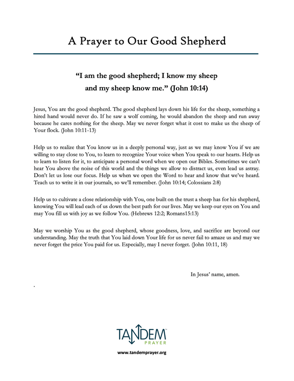 A Prayer to Our Good Shepherd - Tandem Prayer