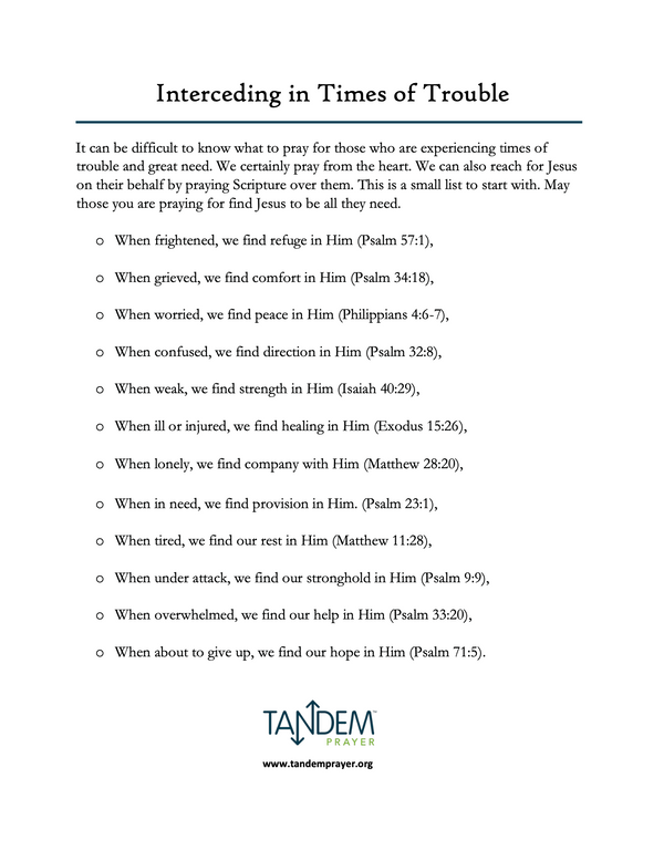 Interceding in Times of Trouble - Tandem Prayer