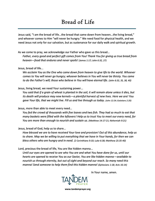 Bread of Life - Tandem Prayer