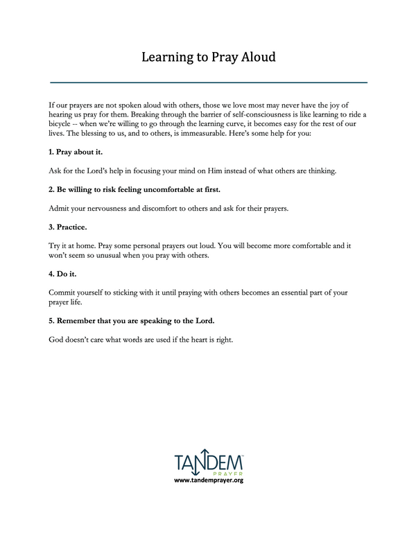 Learning to Pray Aloud - Tandem Prayer