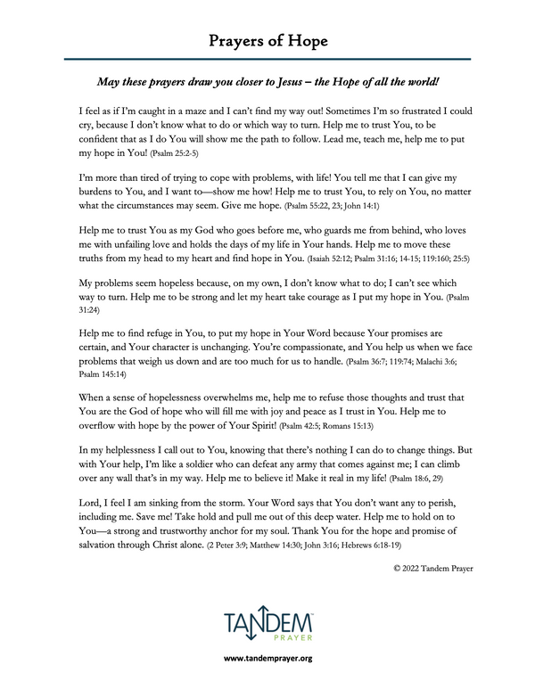 Prayers of Hope - Tandem Prayer