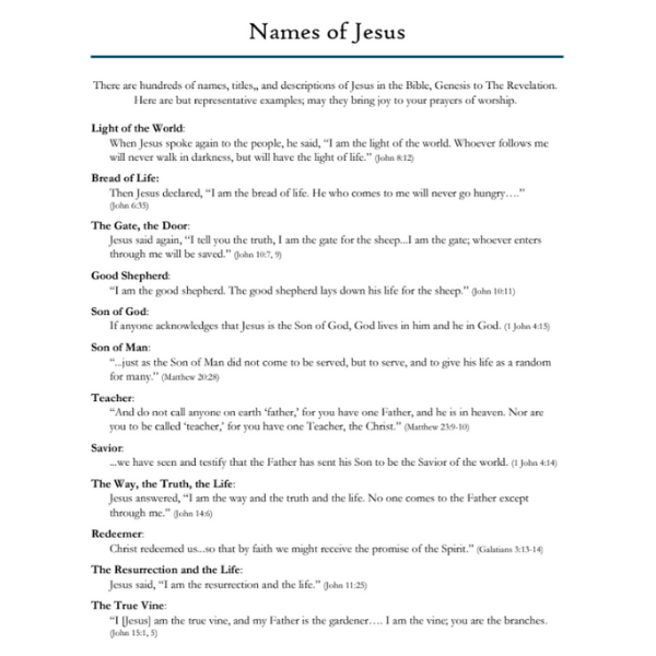 Names of Jesus - Tandem Prayer
